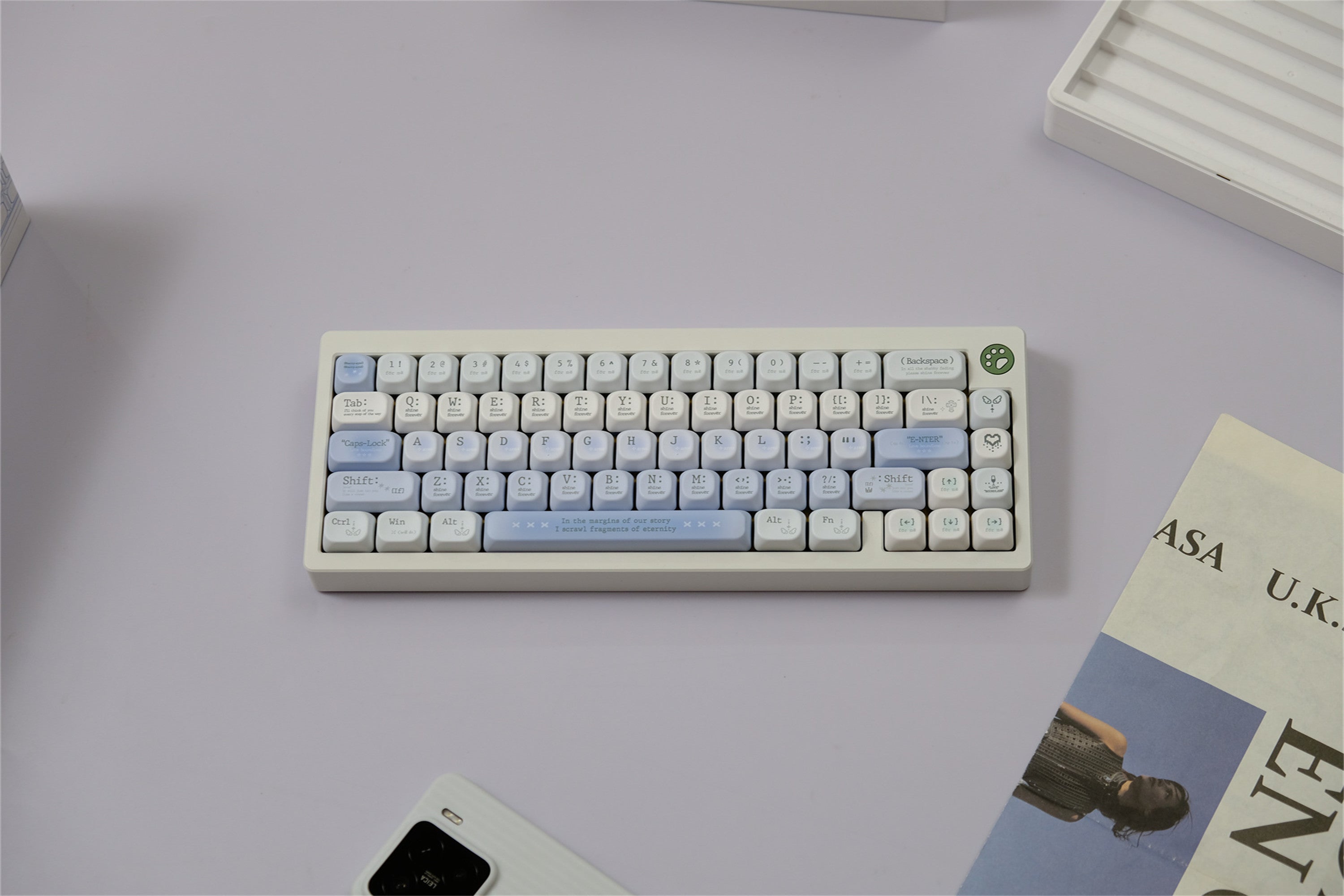 Tipsy Romantic Blue keycaps 126 Keys PBT Material MOA Profile DYE-SUB ...