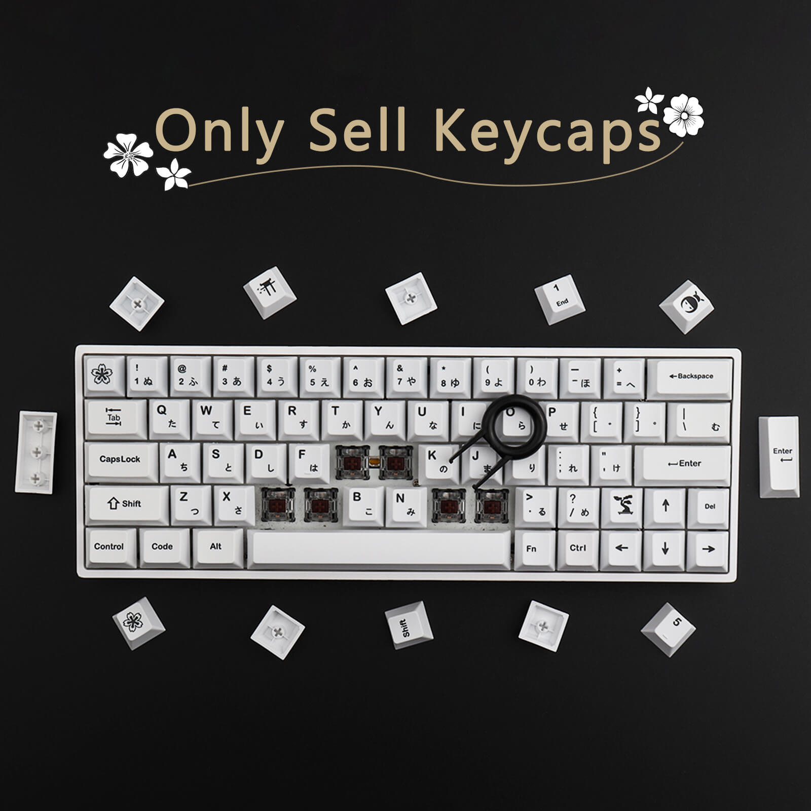 Minimalist-White Japanese Keycaps | joorkey
